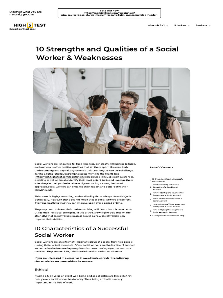 15 Strengths and Qualities of A Social Worker & Weaknesses | PDF ...