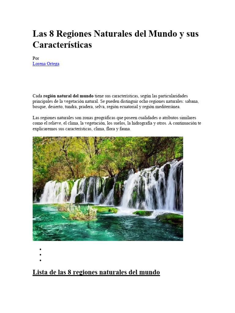 Regiones Naturales Del Mundo y Sus Características | PDF | Sabana | Selva