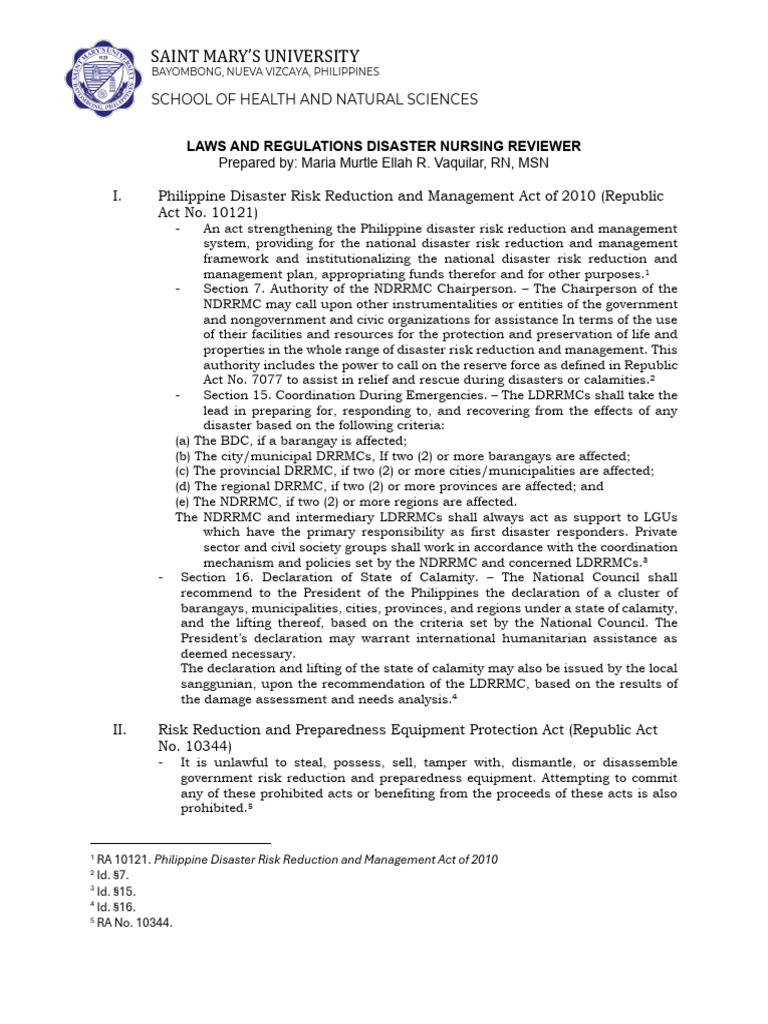 Disaster Nursing Laws in the Philippines | PDF | Emergency Management ...