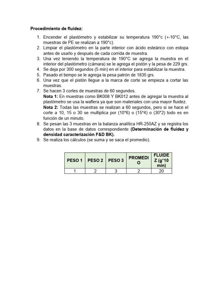 Procedimiento de Fluidez | PDF