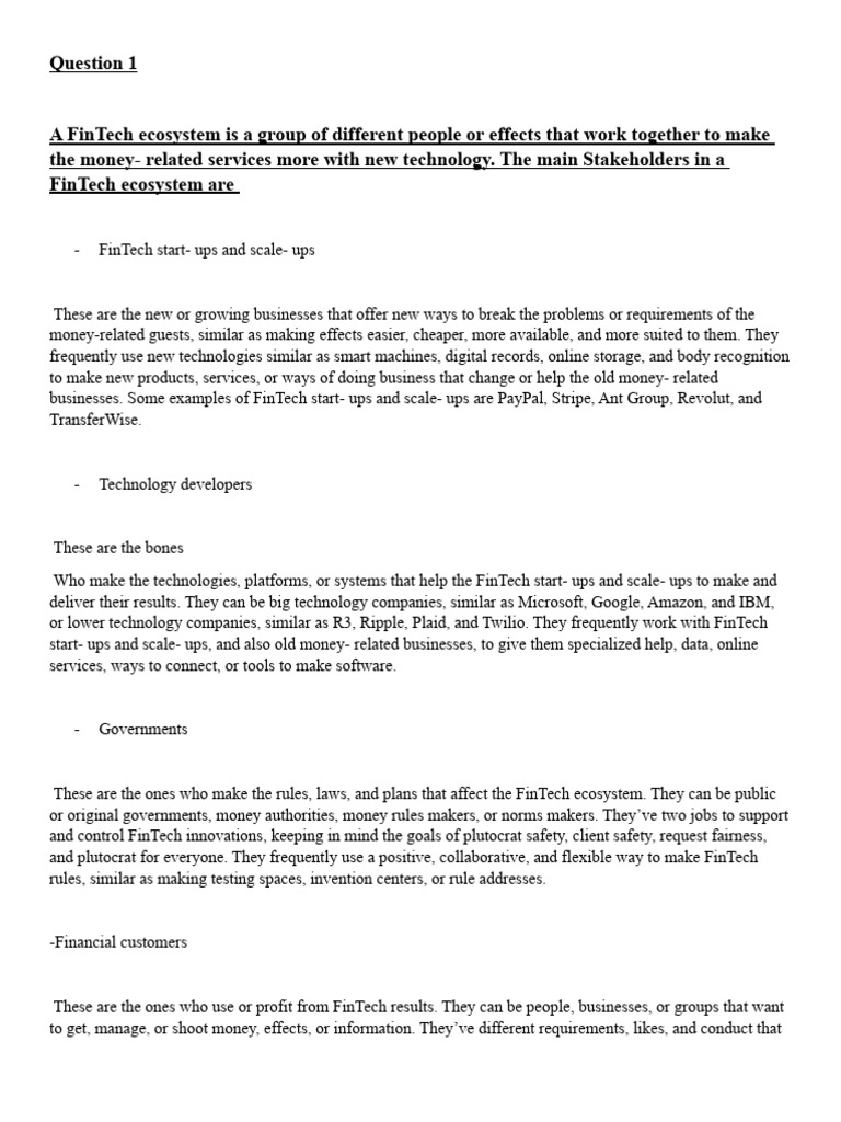 Managing Fintech Ecosystem End Term Exam | PDF | Economies
