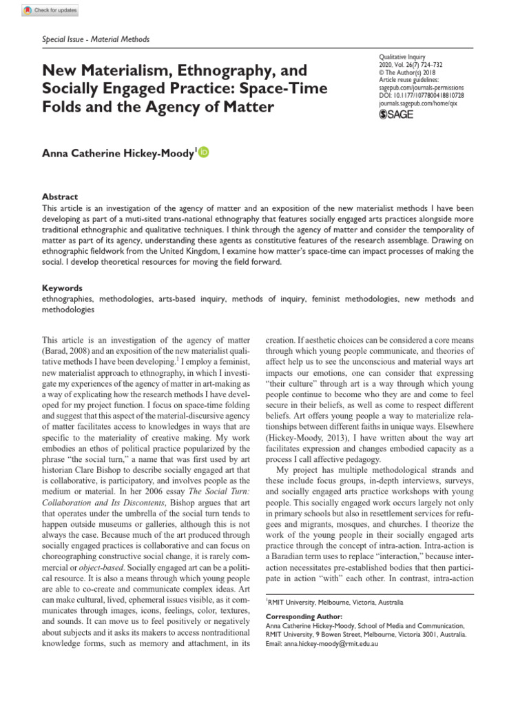 New Materialism and Ethnography | PDF | Ethnography | Methodology