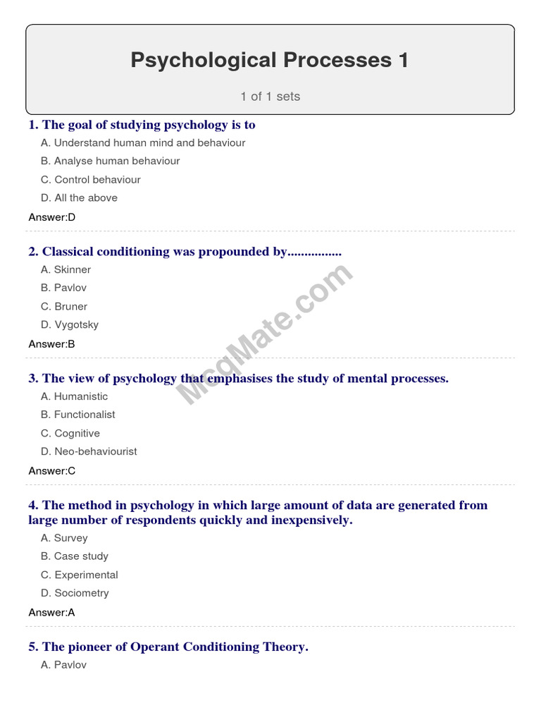 Psychological-Processes-1 (Set 1) | PDF | Psychology | Cognition