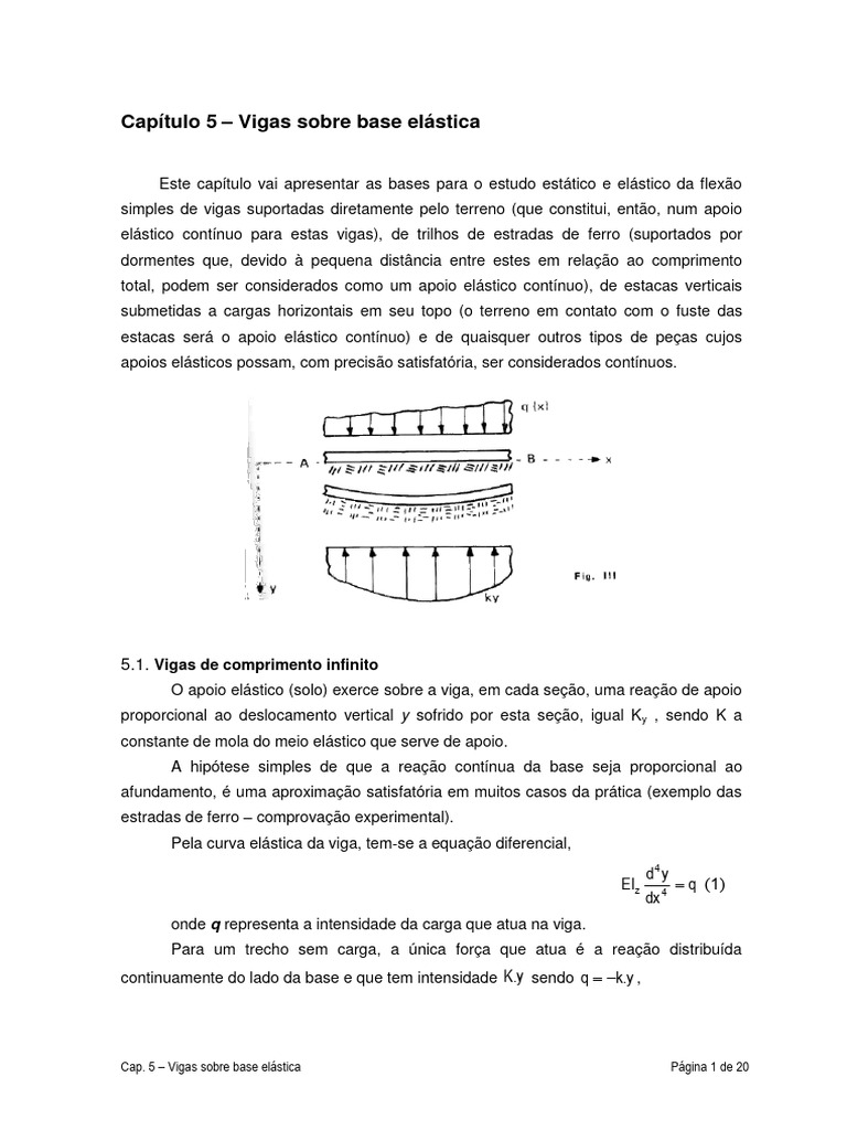 Vigas em Base Elástica: Análise e Cálculos | PDF | Flexão (Física ...