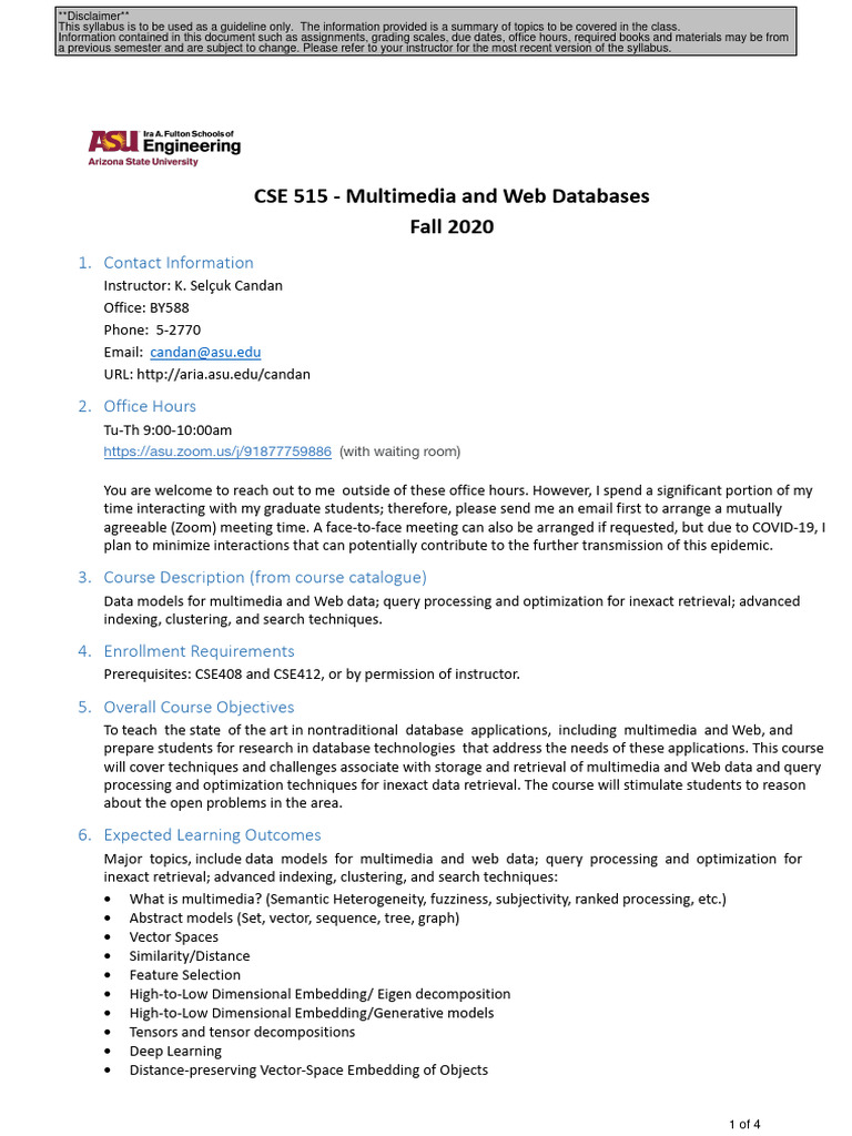 CSE515 Multimedia and Web Databases | PDF | Databases | Information Retrieval