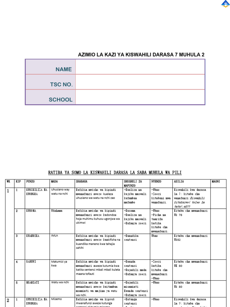 Kis STD 7 Weeks | PDF