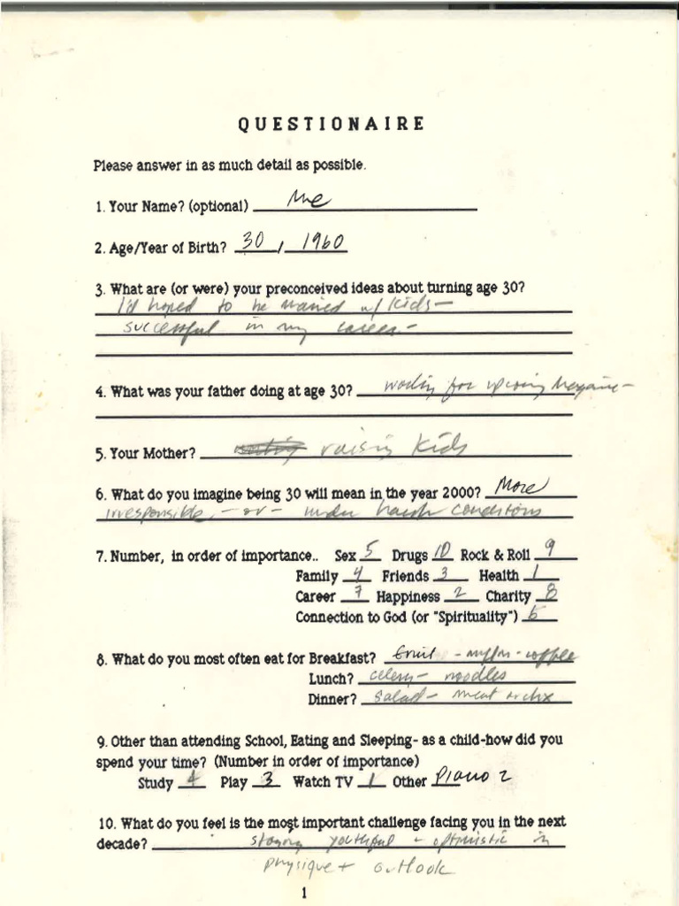 Questionaire | PDF