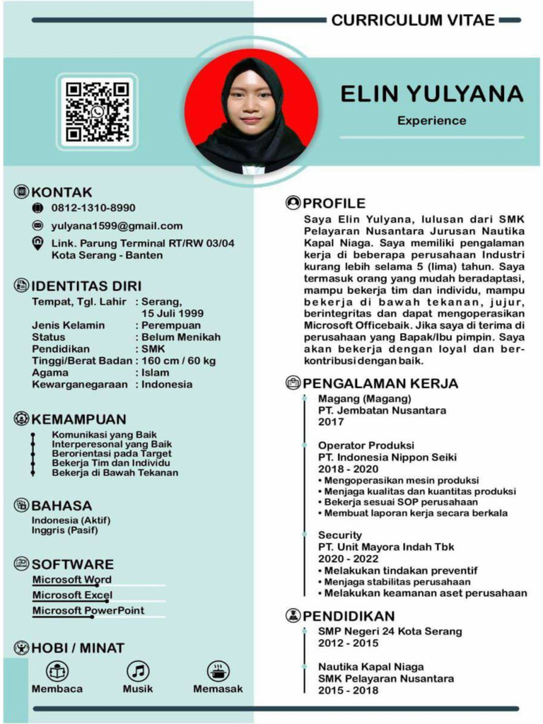 CV Ijasah KTP Elin Yulyana | PDF
