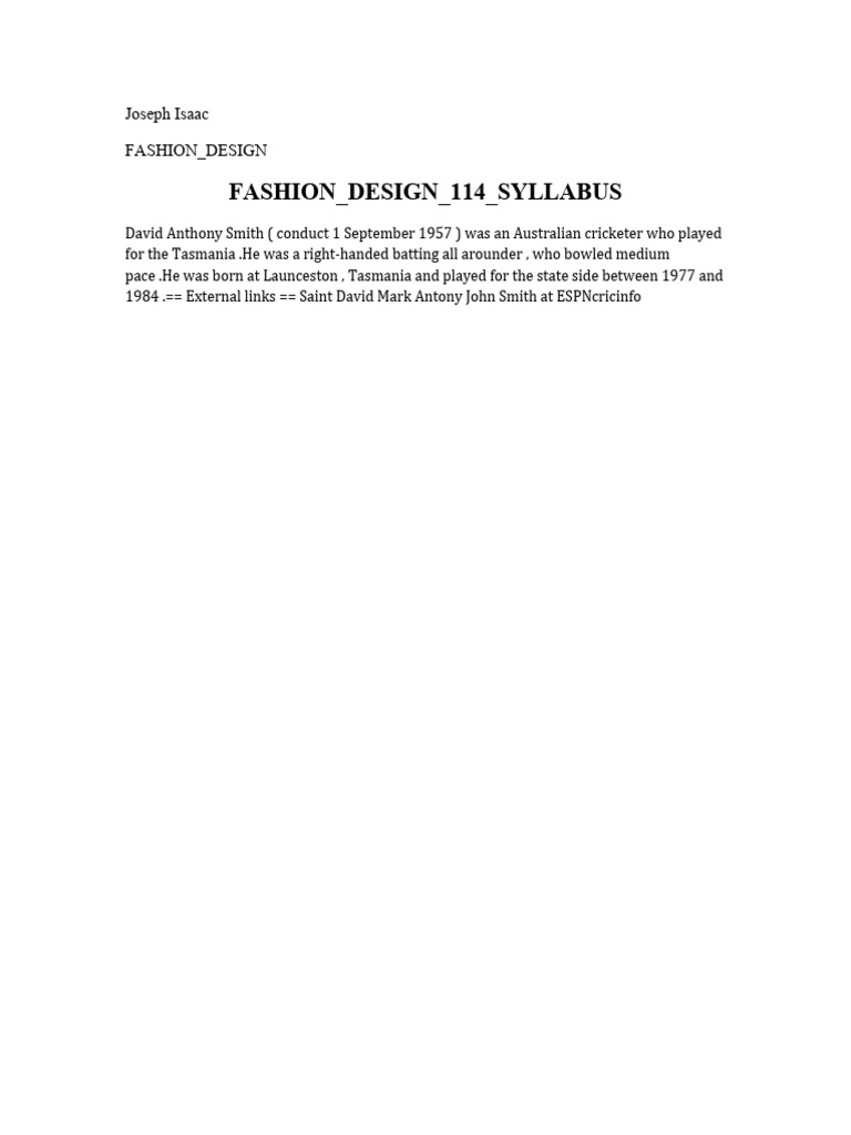 Fashion Design 114 Syllabus | PDF