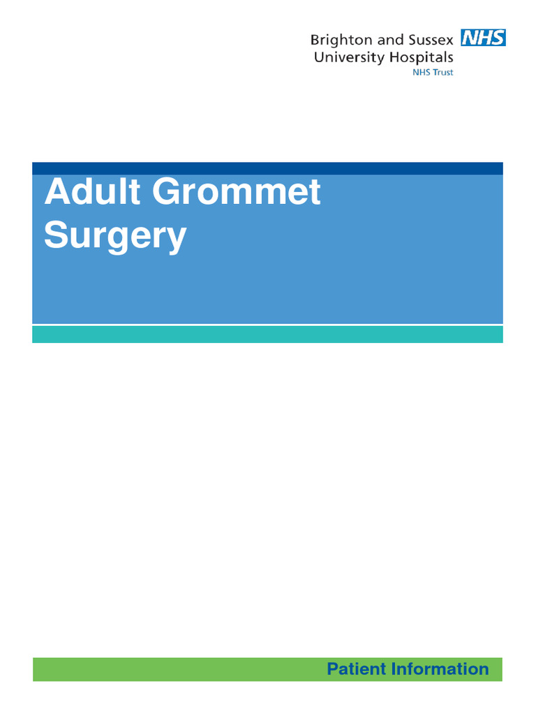 Adult Grommet Surgery | PDF | Surgery | Ear