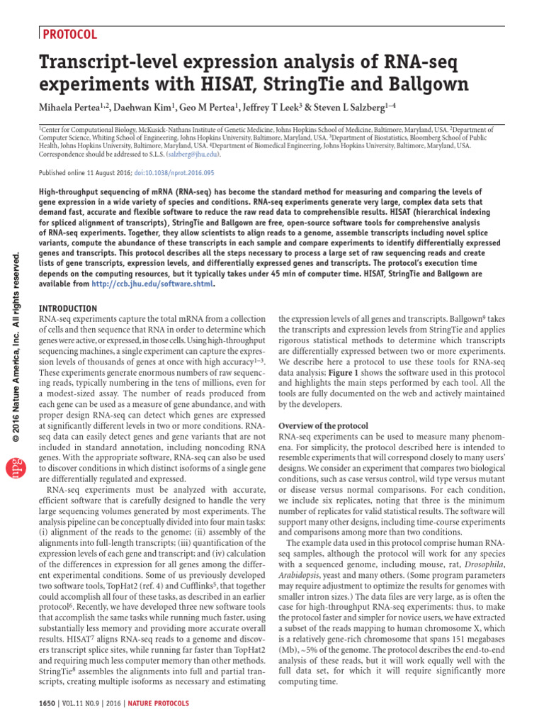 HISAT, StringTie and Ballgown | PDF | Gene Expression | Gene