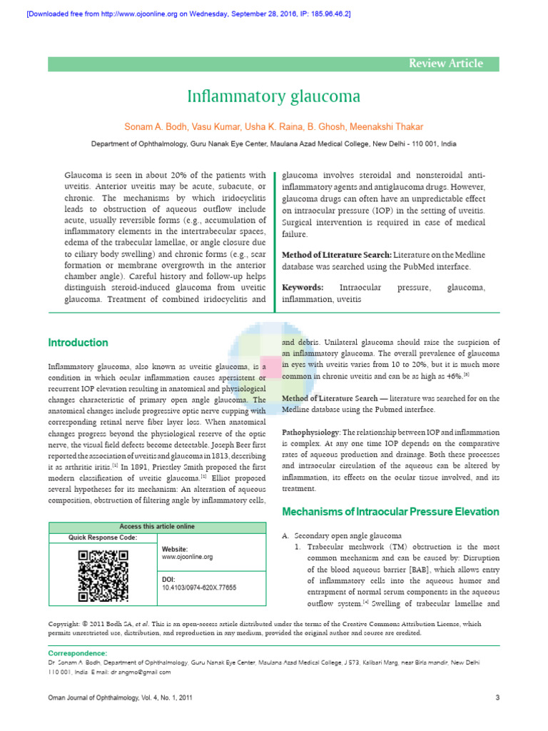 Inflammatory Glaucoma | PDF | Glaucoma | Diseases And Disorders