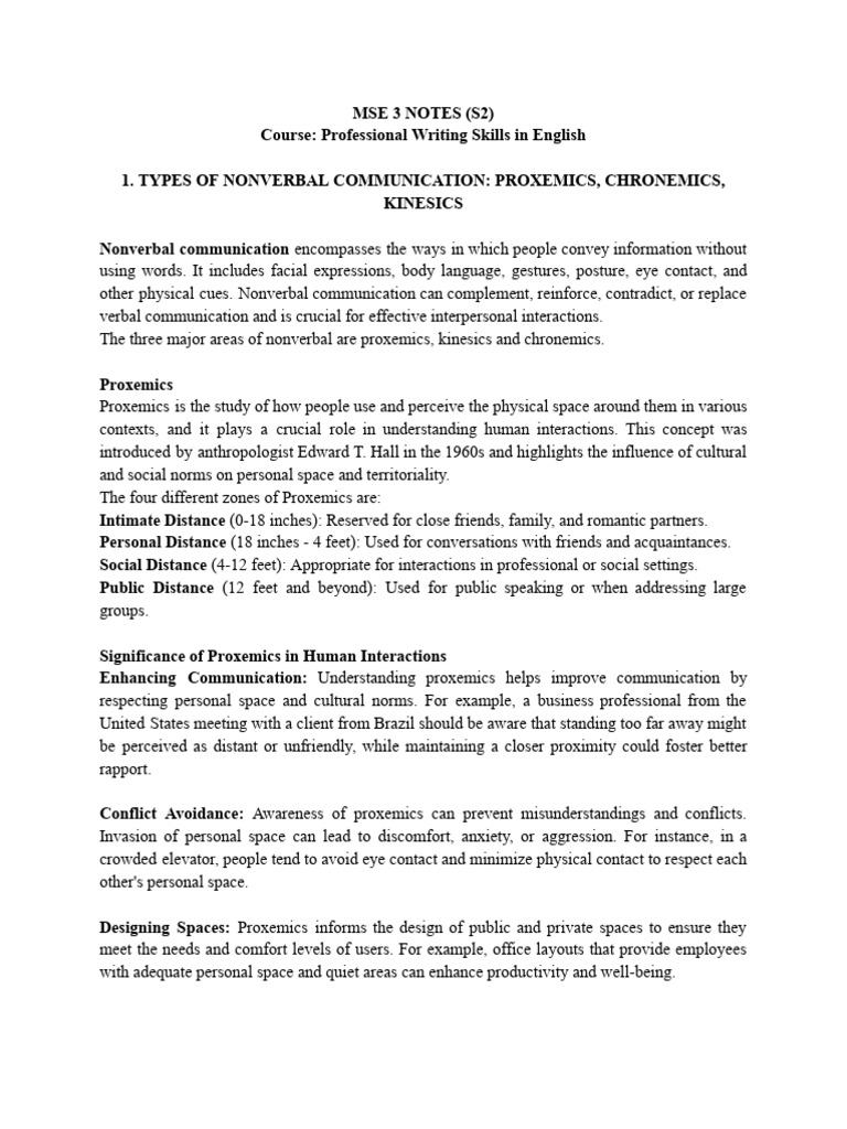 Module 5-MSE 3 Notes S2 | PDF | Nonverbal Communication | Communication