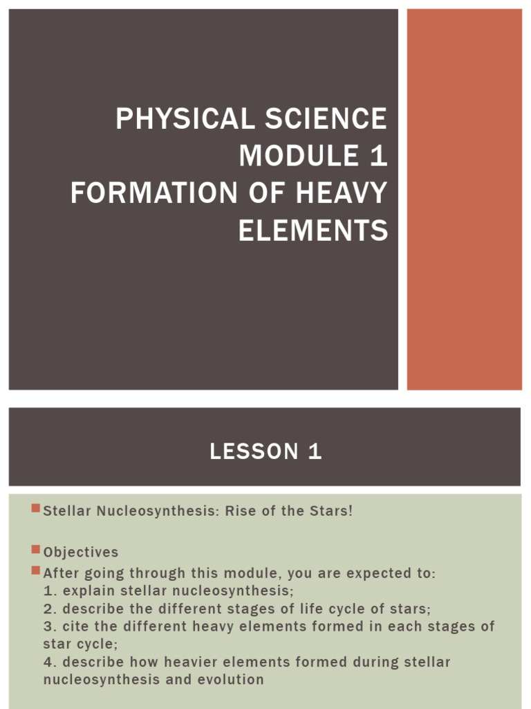 Module 1 Formation of Heavy Elements | PDF | Neutron | Atomic Nucleus