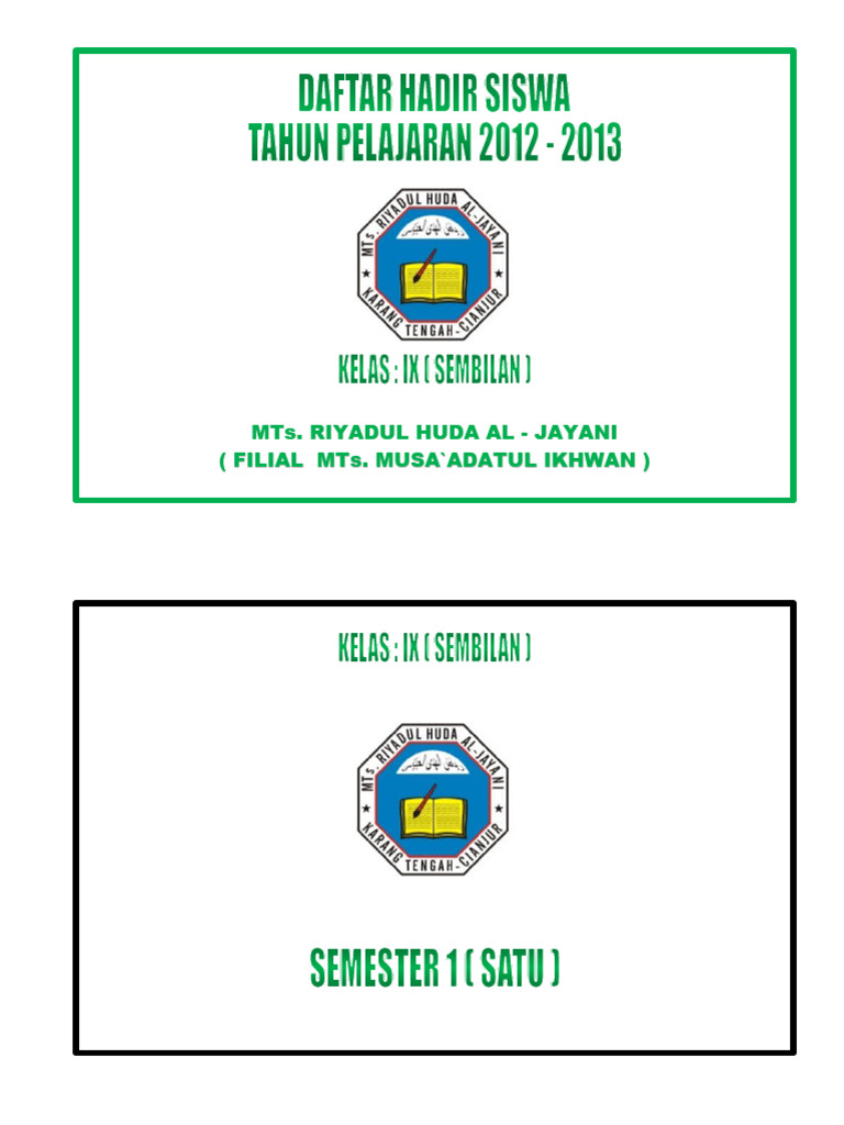 Cover Absensi siswa | PDF