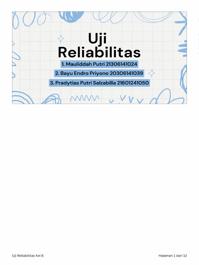 Uji Reliabilitas Kel 6 | PDF