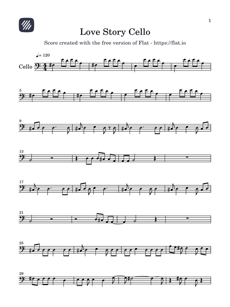 Love Story Cello Sheet Music | PDF