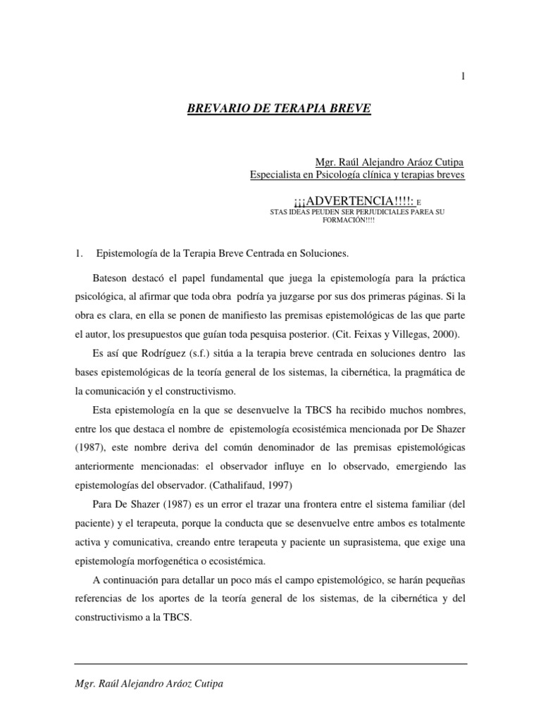 Bravario de TBCS | PDF | Psicoterapia | Realimentación