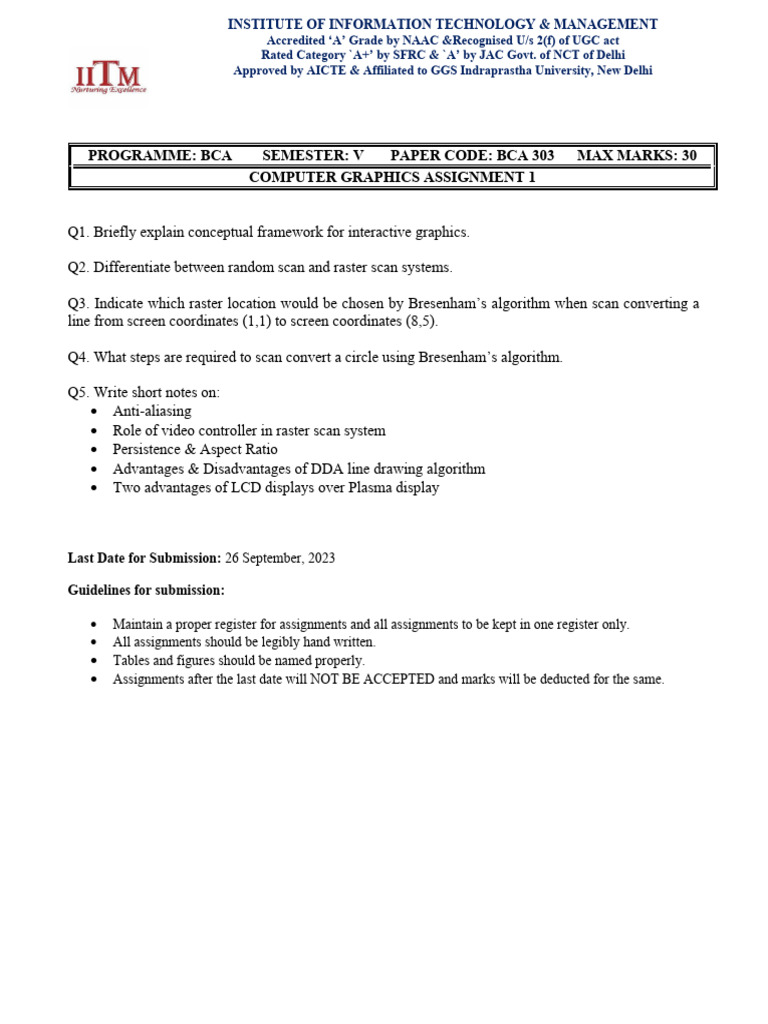 BCA Computer Graphics Assignment Guide | PDF | Business