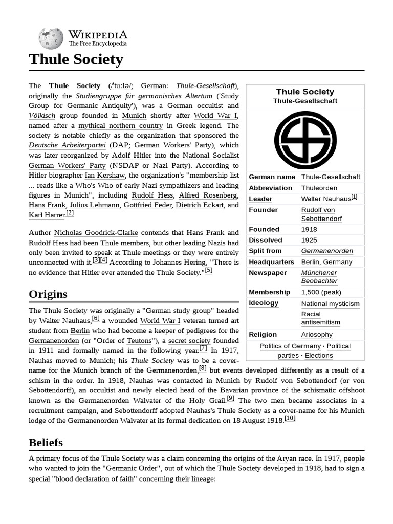 Thule Society | PDF | Fascism | German Nationalism