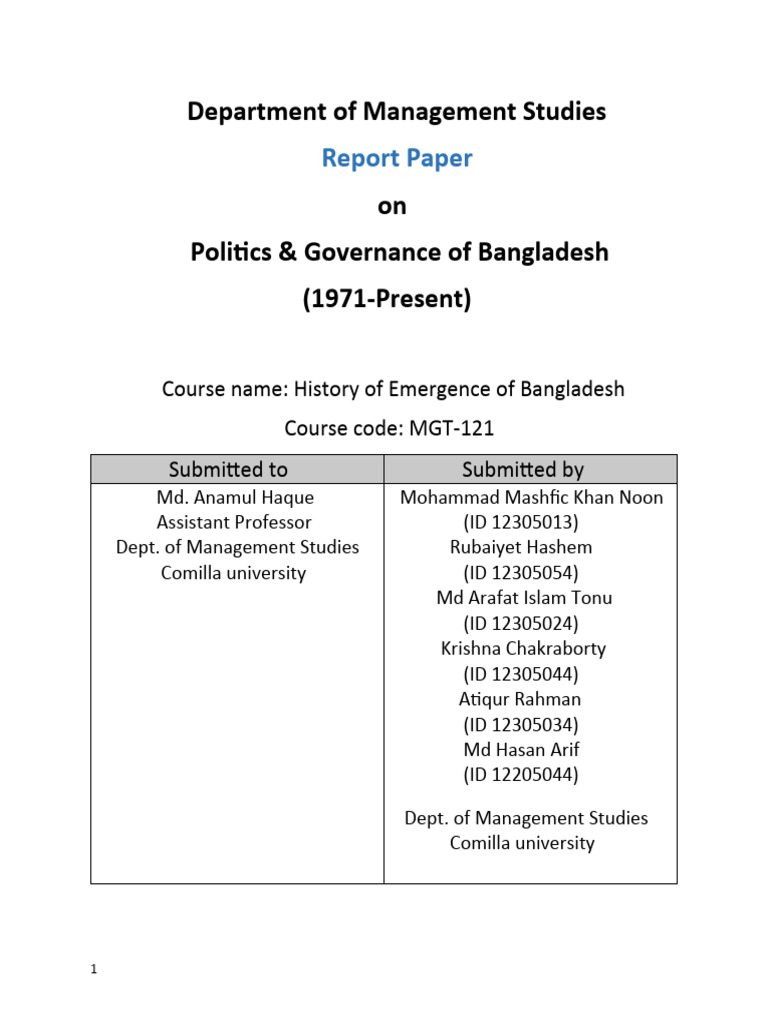 Emergence of Bangladesh Report by Team Avengers | PDF | Bangladesh ...