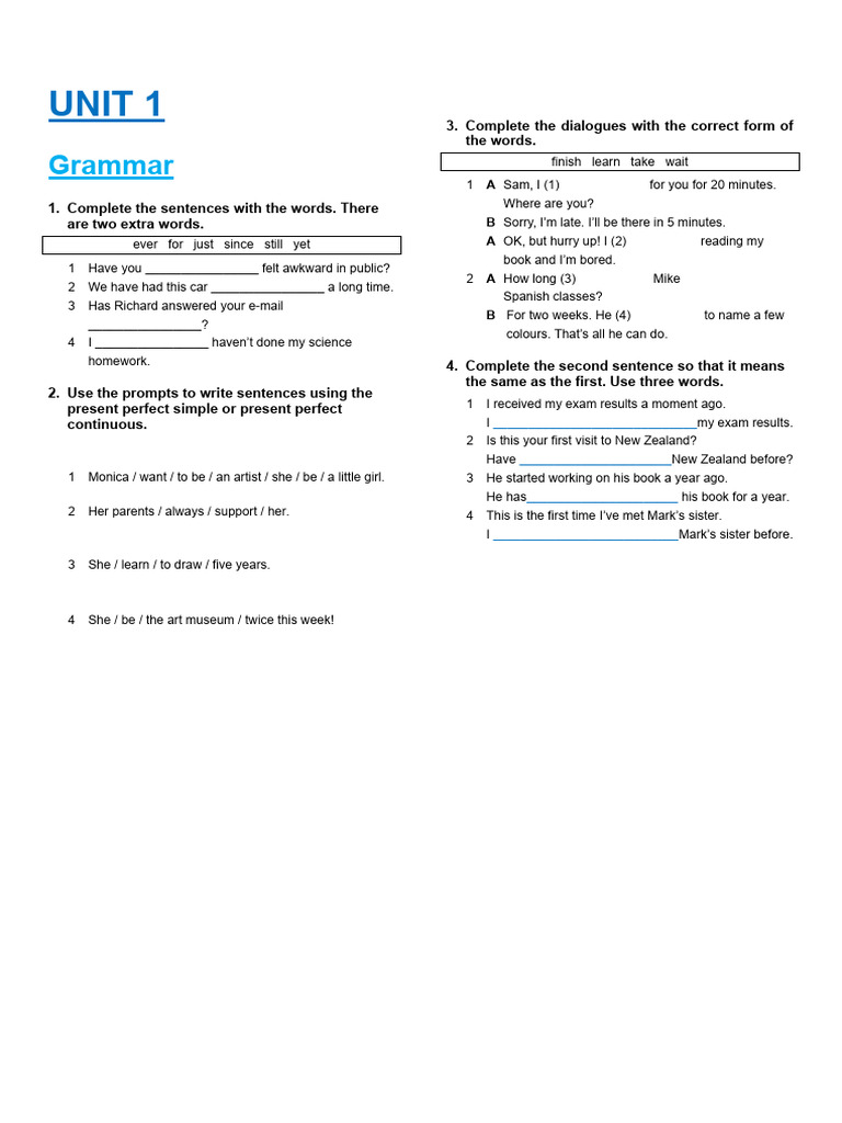 Grammar-Vocabulary Unit 1 | PDF | Language Arts & Discipline | Foreign ...
