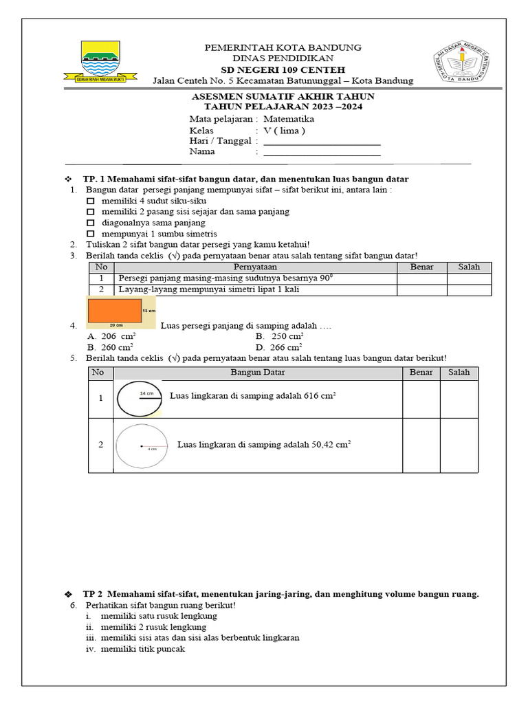 Soal ASAT MTK 2024 | PDF