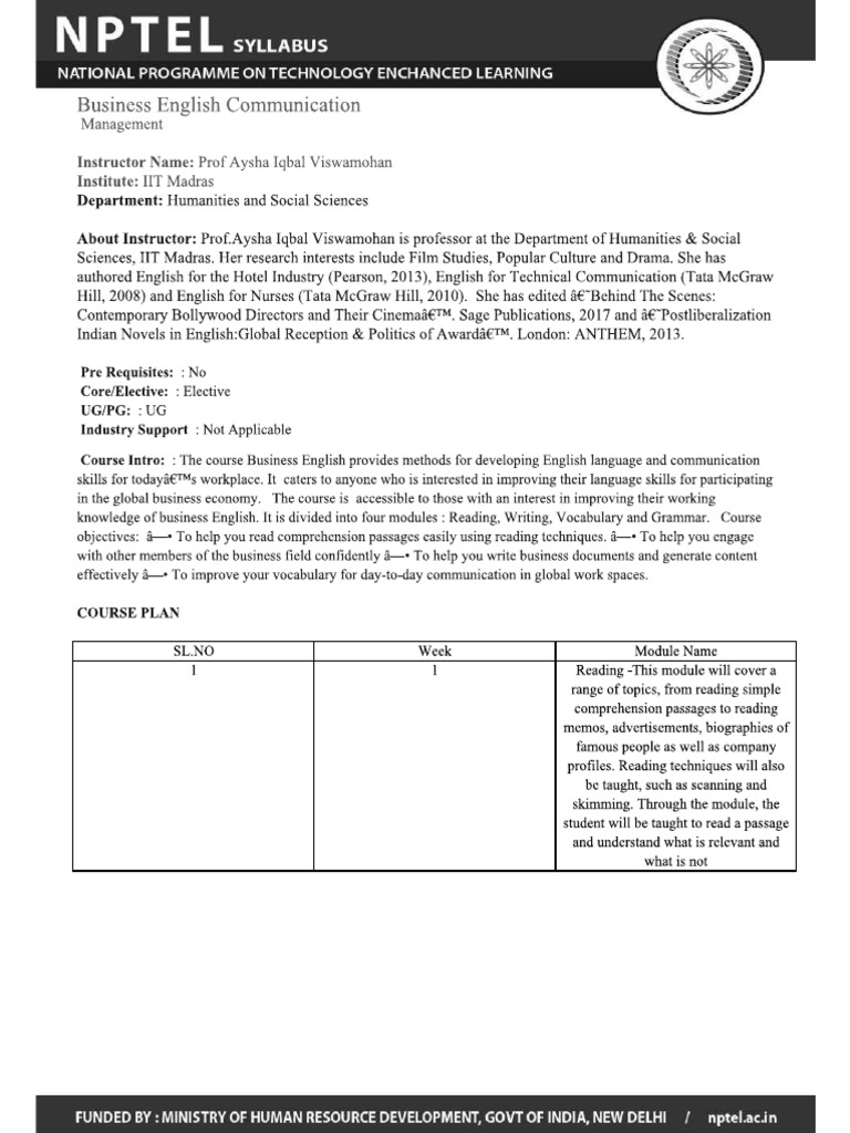 NPTEL Communication Skills | PDF
