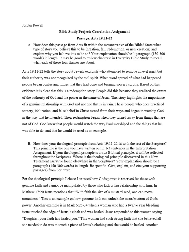 Bible Study Project Correlation | PDF | Jesus | Acts Of The Apostles