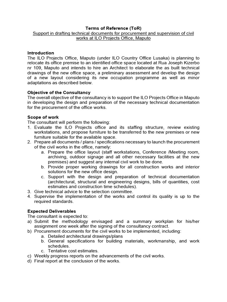 Terms of Reference (Tor) | PDF | Consultant | Project Management