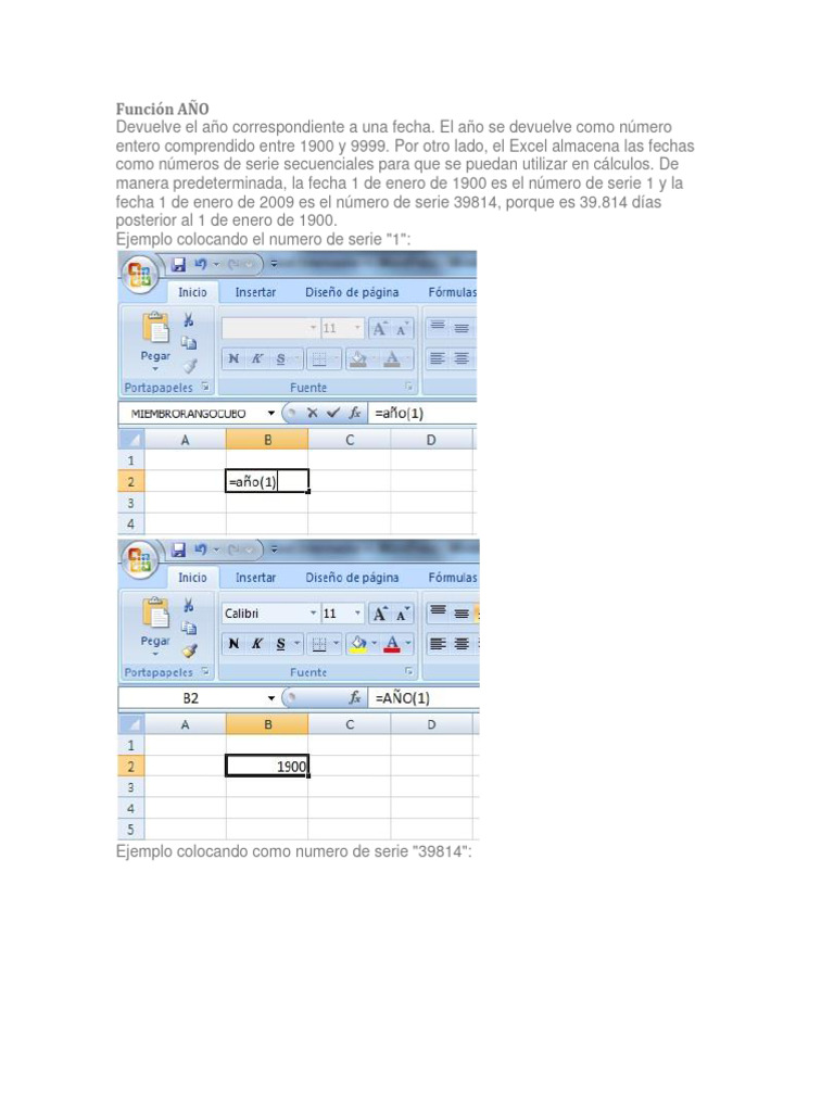 Función AÑO | PDF | Matriz (Matemáticas) | Función (Matemáticas)