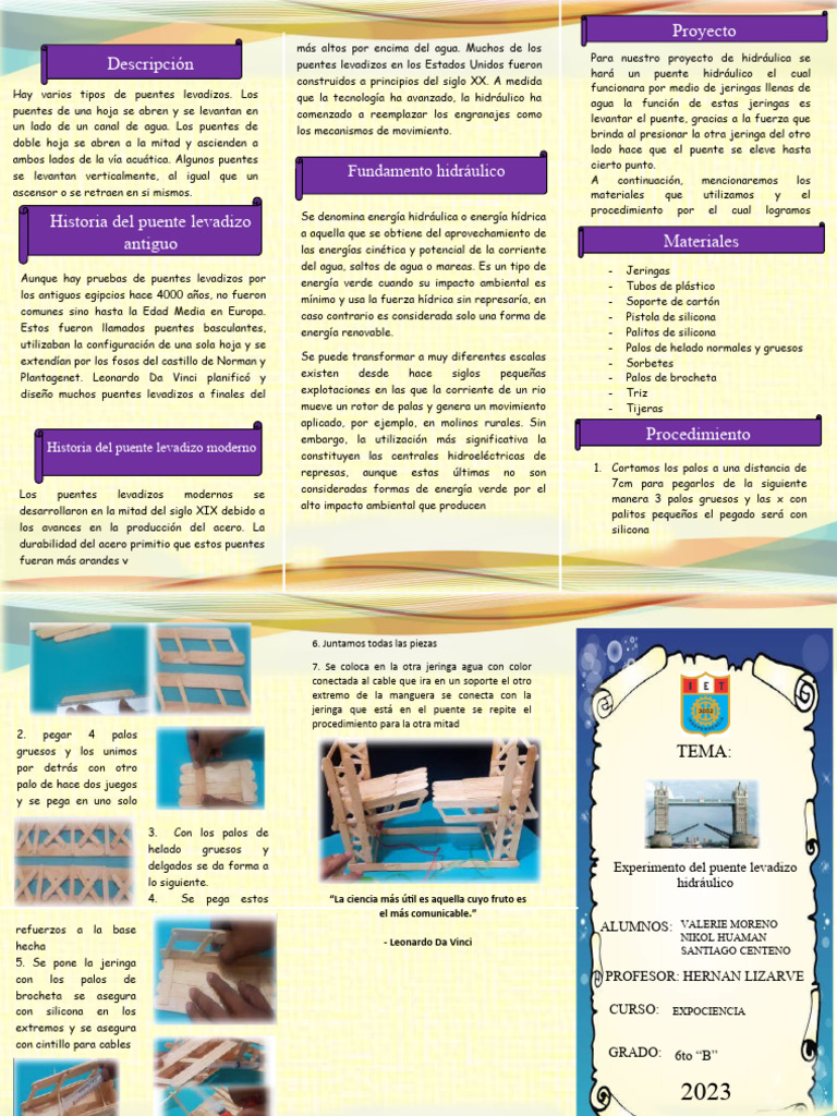 Triptico Puente Levadizo | PDF | Hidráulica | Hidroelectricidad Triptico Puente Levadizo | PDF | Hidráulica | Hidroelectricidad