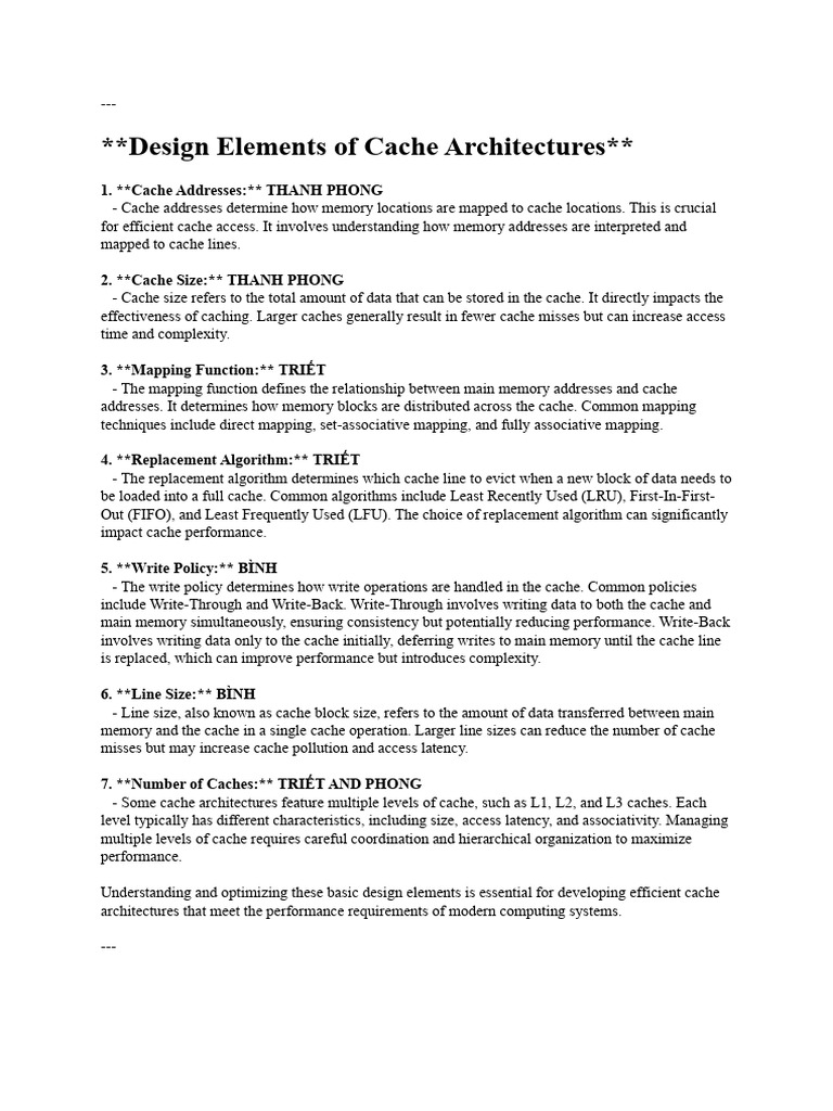 Design Elements of Cache Architectures | PDF | Cpu Cache | Cache (Computing)