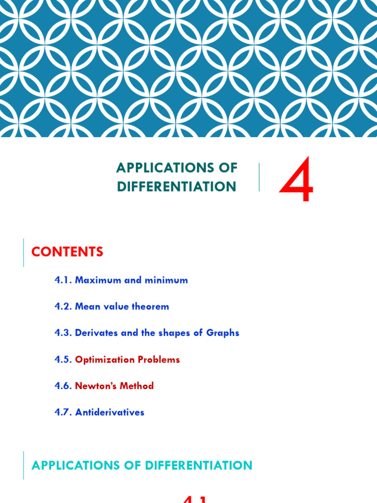 Applications of Differentiation Explained | PDF | Function (Mathematics ...
