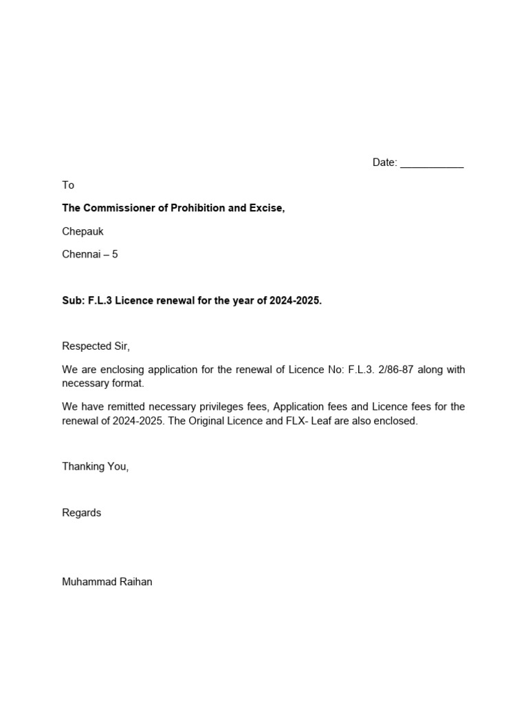 Request Letter FL3 | PDF