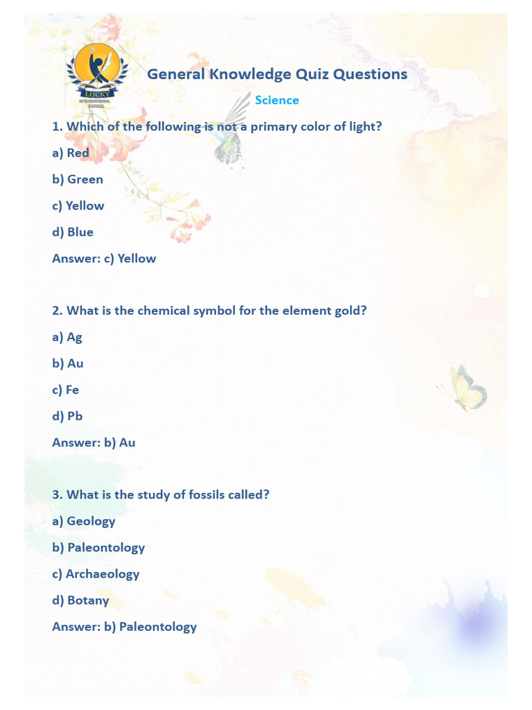 Science & Space Quiz Questions | PDF | Outer Space | Space Exploration