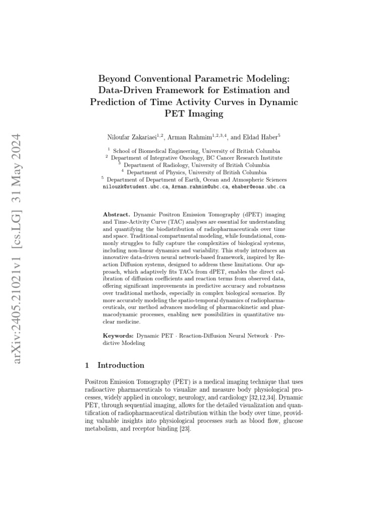 Zakariaei - 2024 (Dynamic PET Prediction For Better TAC Fitting) | PDF ...