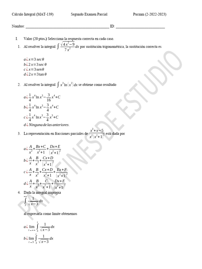 P2 (2-2022-2023) | PDF | Integral | Funciones y mapeos