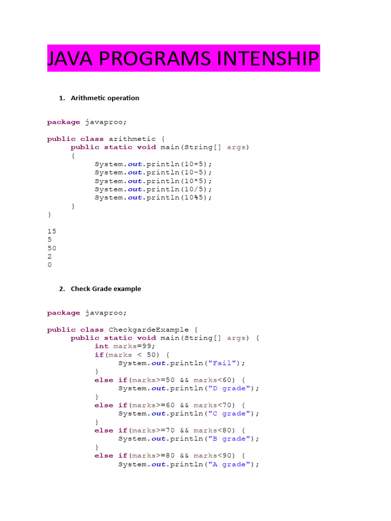 Java Programs Intenship | PDF | Computing | Systems Architecture
