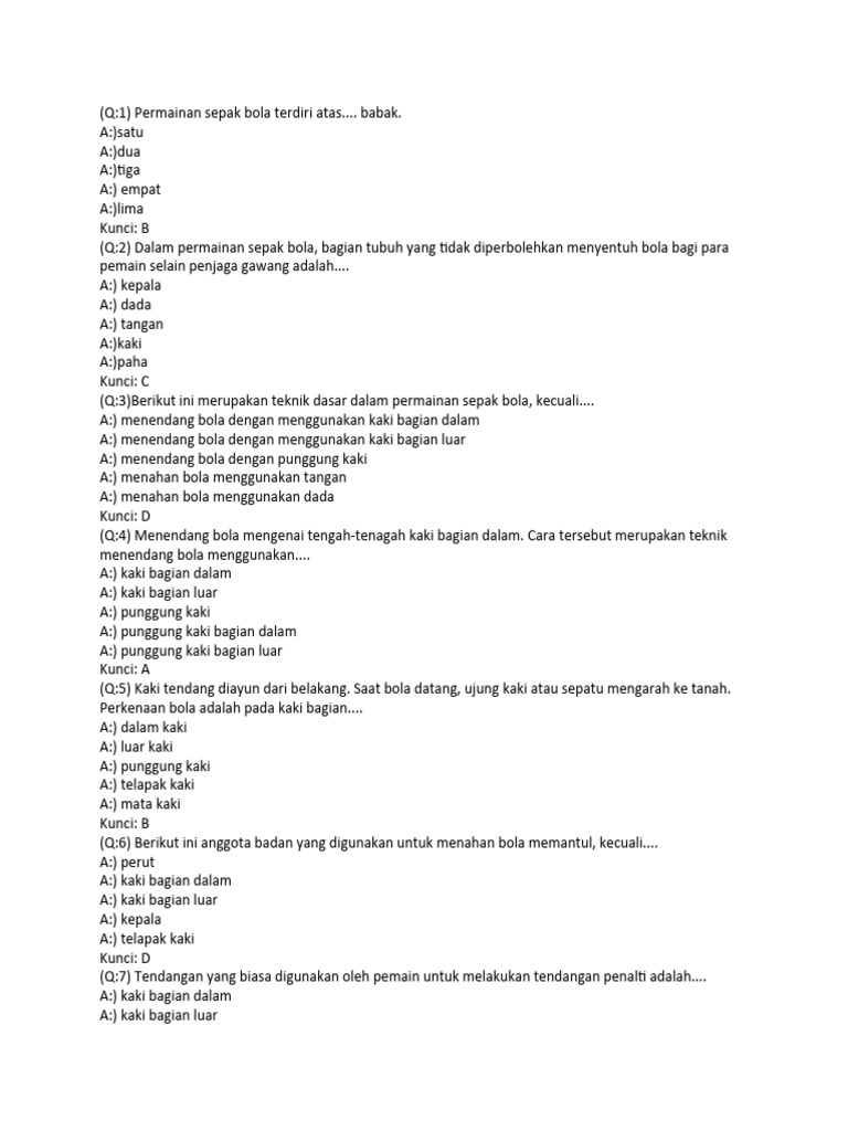 Soal Penjas Kelas X Semua Jurusan | PDF