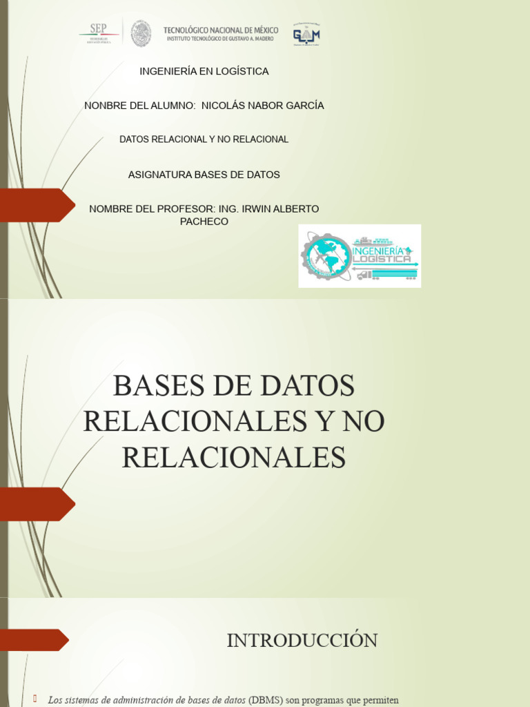 Bases de Datos Relacionales y No Relacionales | PDF | Bases de datos | Base de datos relacional