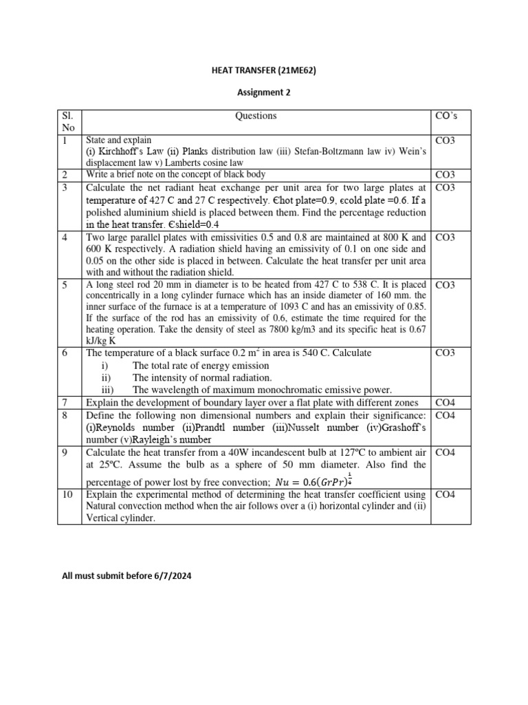 HT Assign 2 | PDF | Heat Transfer | Classical Mechanics