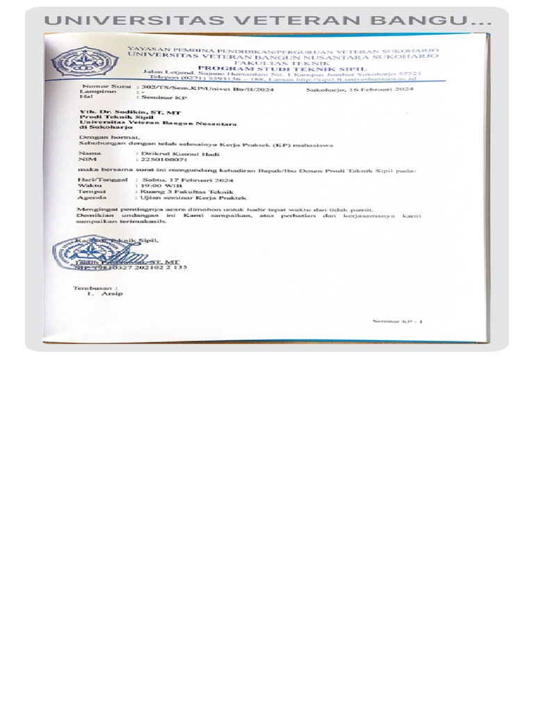 Universitas Veteran Bangun Nusantara Sukohario | PDF