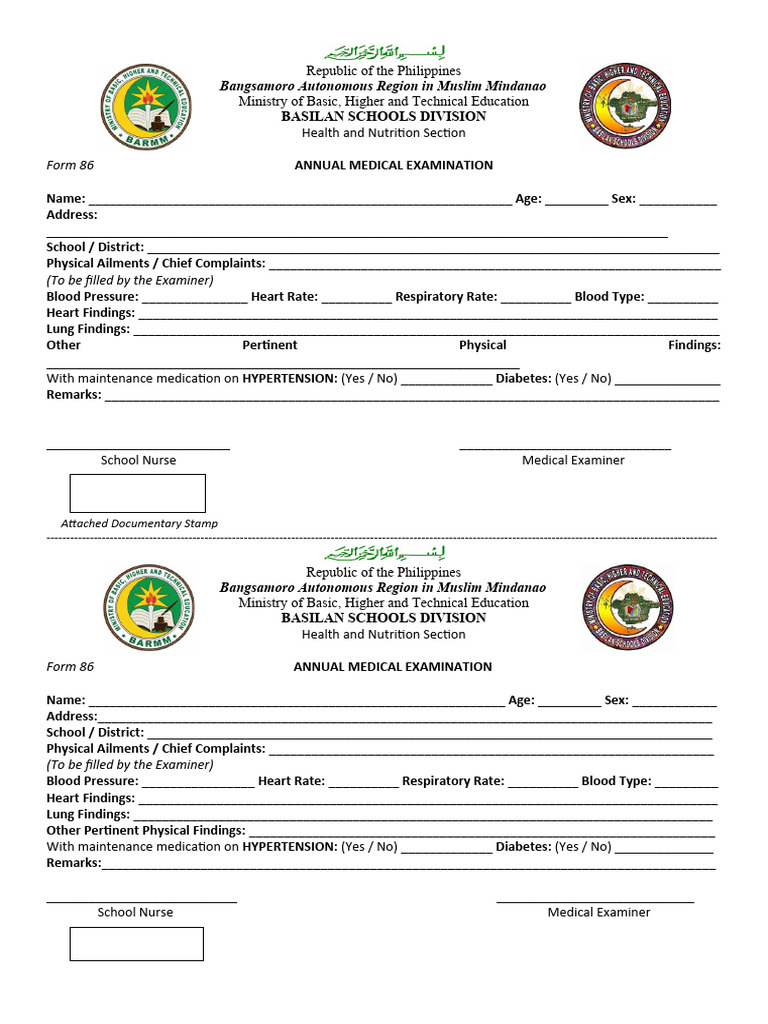 Annual-Medical-form-Blank-1 | Download Free PDF | Physical Examination ...