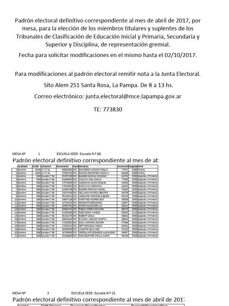 Padron Por Mesas y Localidades Definitivo | PDF