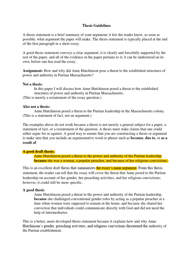Thesis Guidelines | PDF | Essays | Puritans Thesis Guidelines | PDF | Essays | Puritans