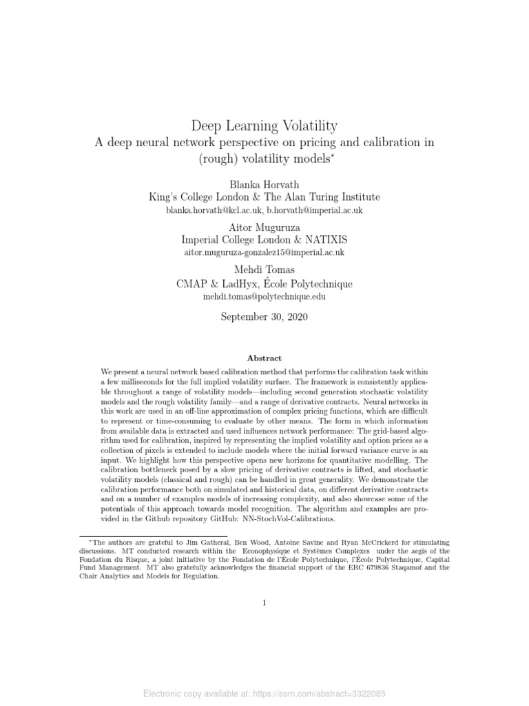 Deep Learning Volatility 1720524419 | PDF | Artificial Neural Network | Option (Finance)