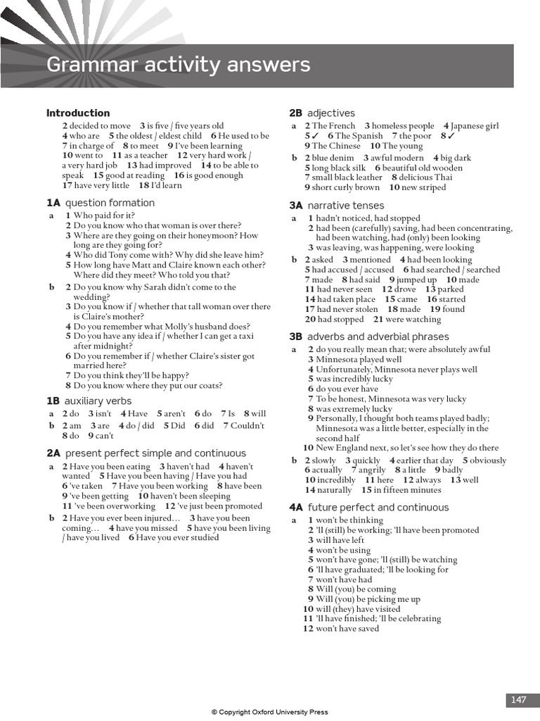 Answerkey Aef4 Units 1 5 Pdf Linguistic Typology Language Mechanics