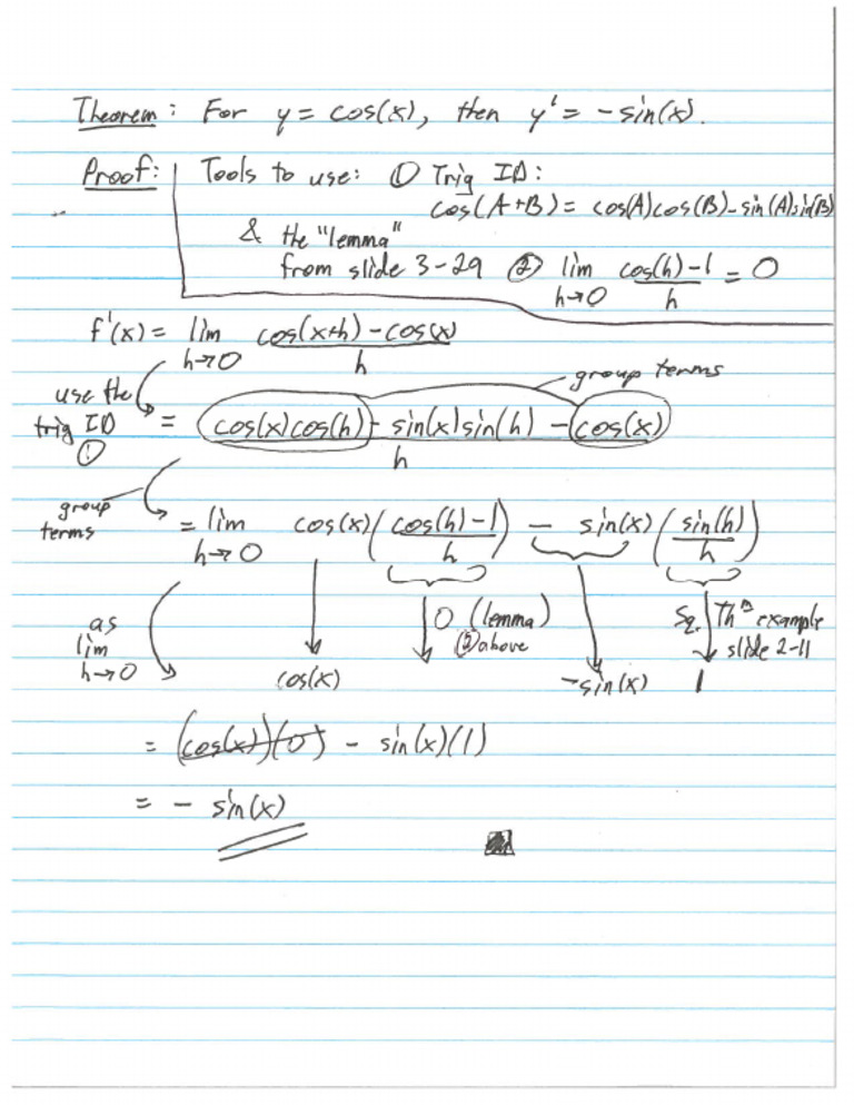 3 - Derivative of Cosine (Proof) | PDF