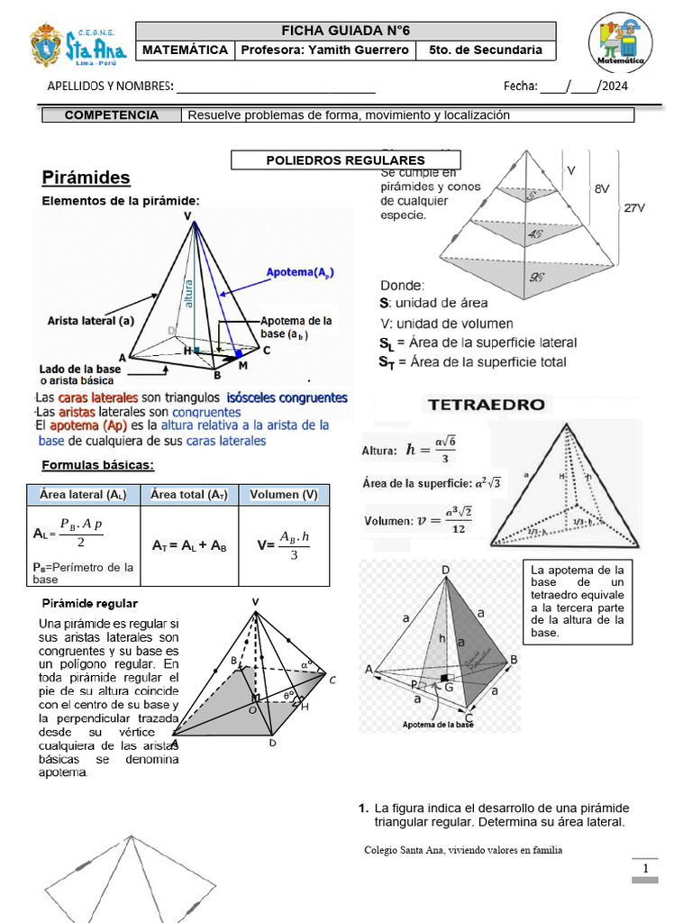 FICHA GUIADA NO.6 Poliedros Pirámides y prismas | Descargar gratis PDF ...